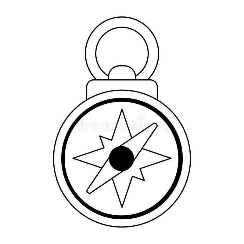 Navigation Compass Symbol in Black and White Stock Vector ...