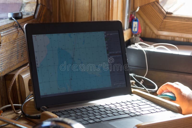 Navigation Computer Display Stock Photo - Image of marine, interior ...