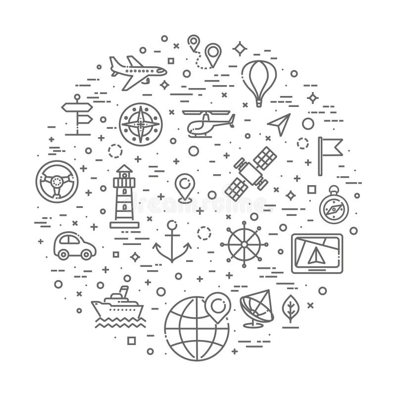 Navigation Concept Illustration, Thin Line, Flat Design Stock Vector ...
