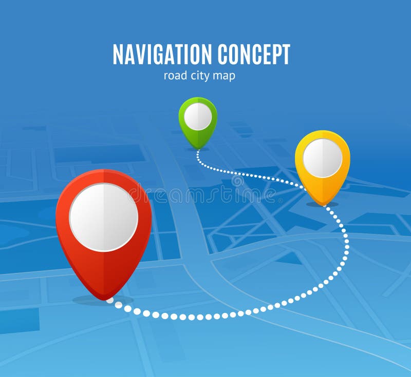 Navigation Concept Road City Map. Vector Stock Vector - Illustration of ...