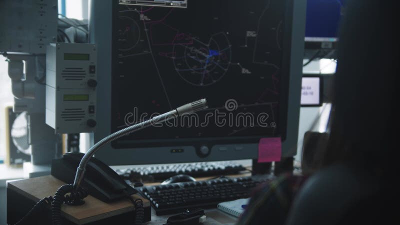 Navigation Control Room in the Airport - the Workplace Stock Video ...