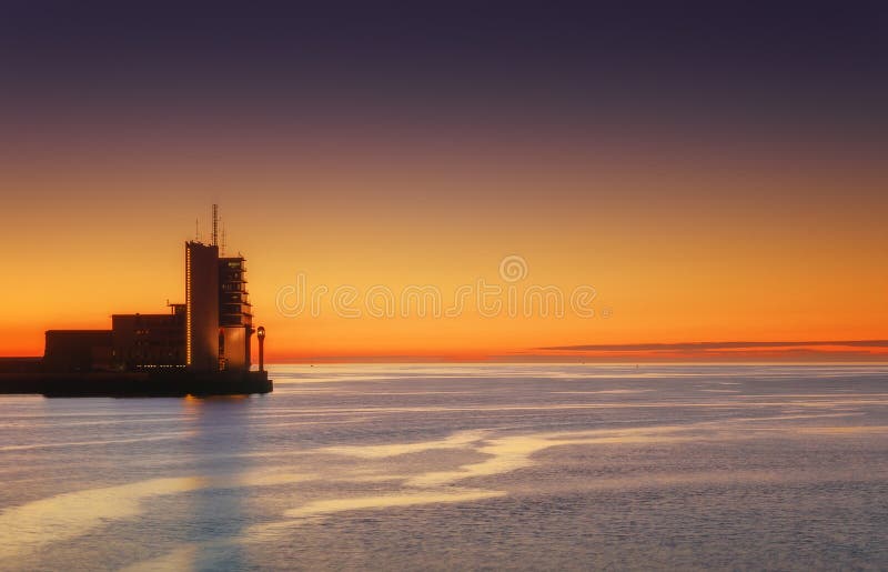 Navigation Control Tower in Sea Stock Photo - Image of radar, harbour ...