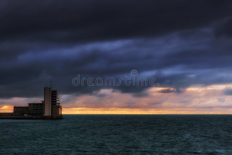 Navigation Control Tower with Stormy Weather Stock Photo - Image of ...