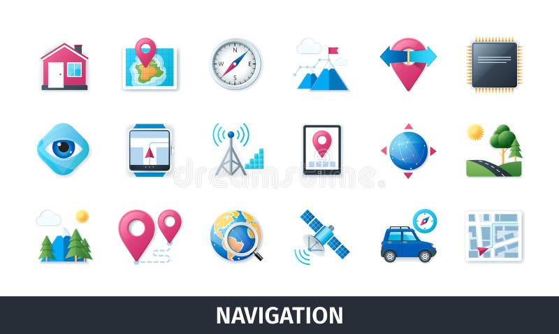Navigation 3d Vector Icon Set Stock Illustration - Illustration of ...