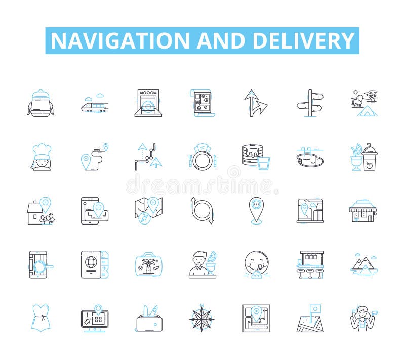 Navigation and Delivery Linear Icons Set. Routing, Dispatch, Shipment ...
