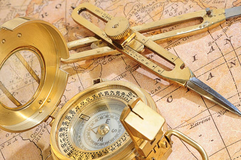 Ancient Navigation Instrument Stock Photo - Image of caliper ...