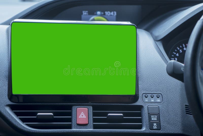 Navigation Device with Blank Green Screen Stock Photo - Image of street ...