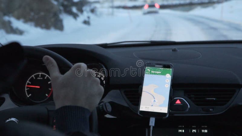 Navigation Device in the Car. Traveling and Using Maps Stock Video ...