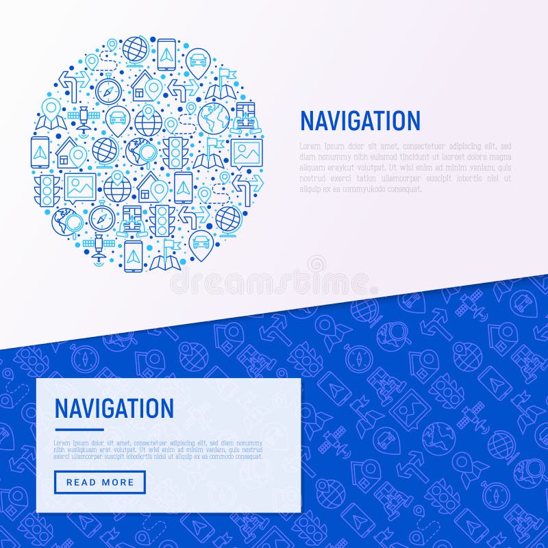 Navigation and Direction Concept in Circle Stock Vector - Illustration ...