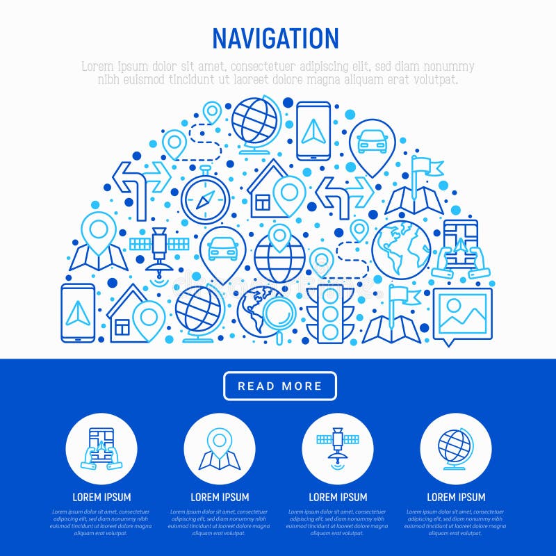 Navigation and Direction Concept in Half Circle Stock Vector ...