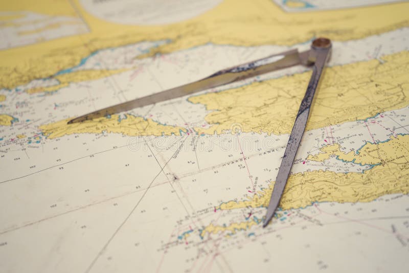 Navigation Equipment on Map. Stock Image - Image of direction ...