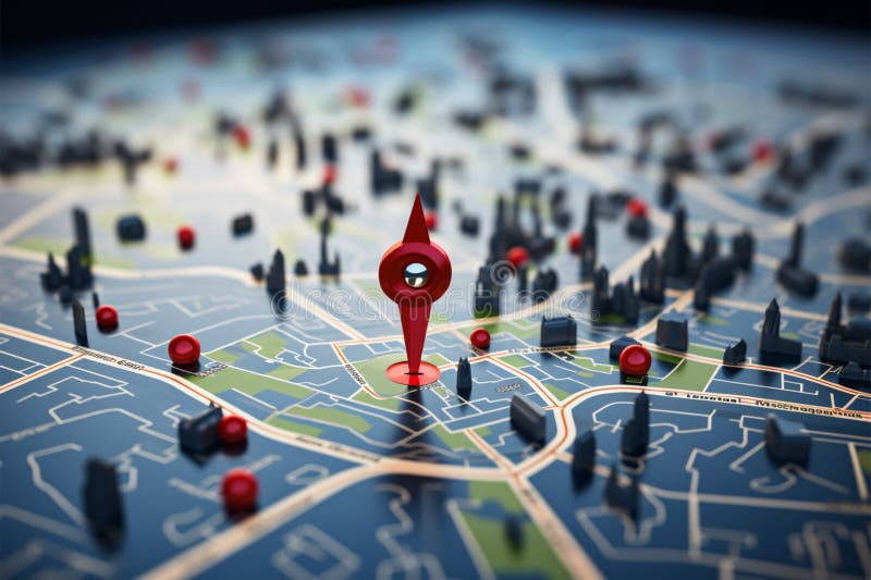 Navigation Focus Red Location Pin Indicates a Specific Map Point Stock ...