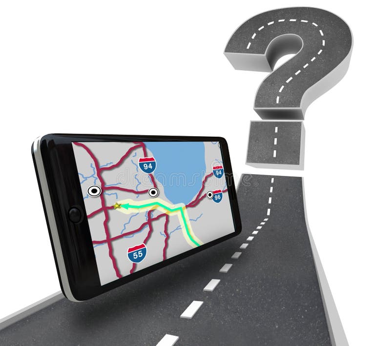 Navigation GPS Unit on Road - Question Mark Stock Illustration ...