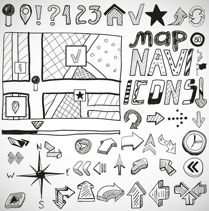 Hand Drawn Labels And Design Elements Doodles Stock Vector Illustration Of Buttons Navigation