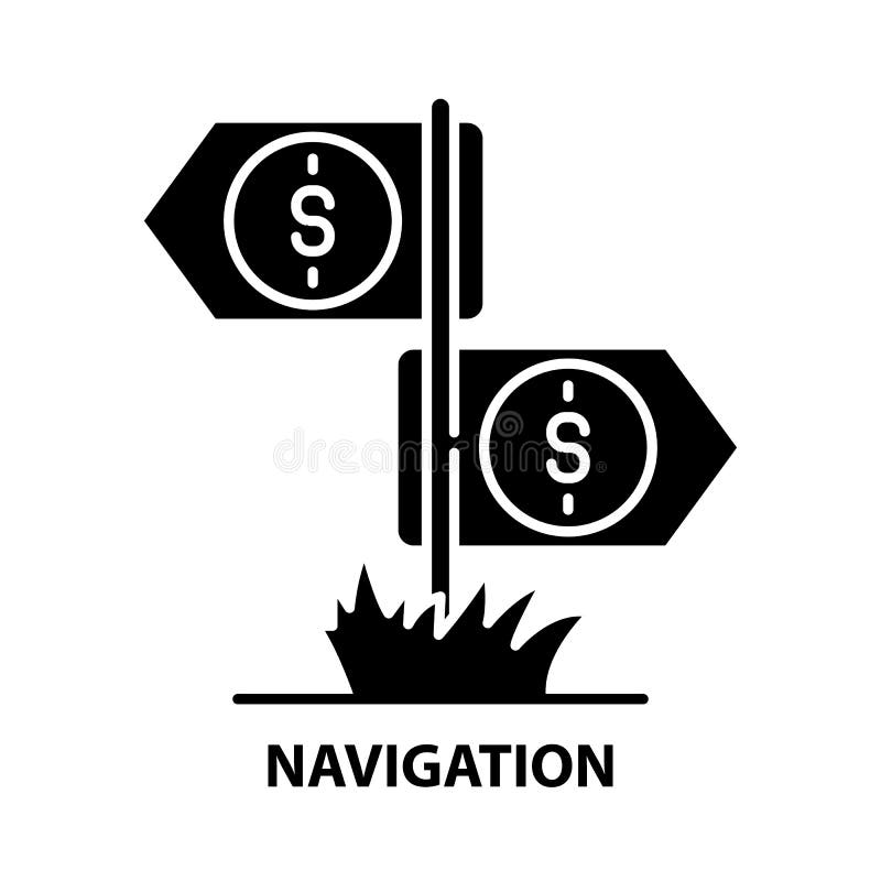 Navigation Icon, Black Vector Sign with Editable Strokes, Concept ...