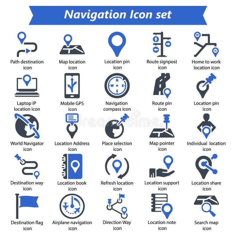 Navigation Icon Set stock vector. Illustration of group - 298614907