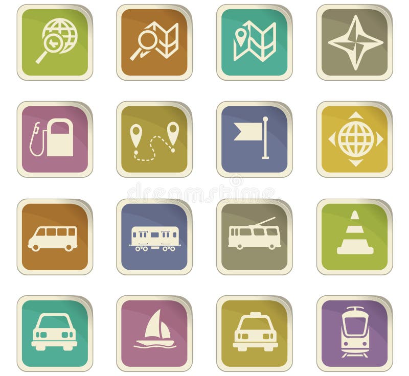 Navigation icon set stock illustration. Illustration of magnifying ...