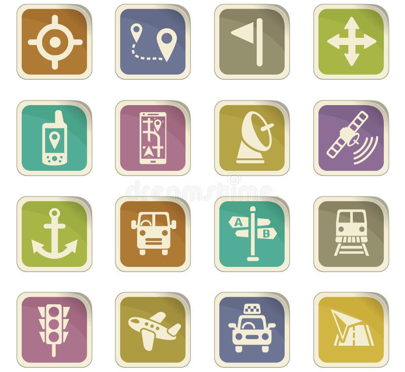 Navigation icon set stock illustration. Illustration of element - 89213788