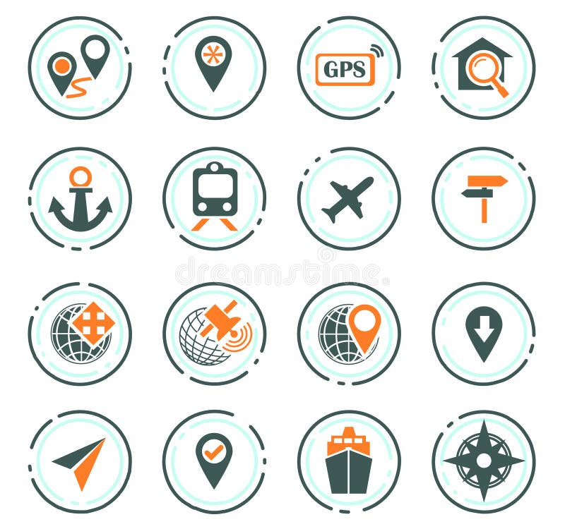Navigation icon set stock vector. Illustration of pointer - 127751108