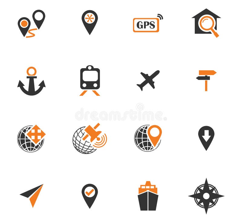 Navigation icon set stock illustration. Illustration of location - 89002049