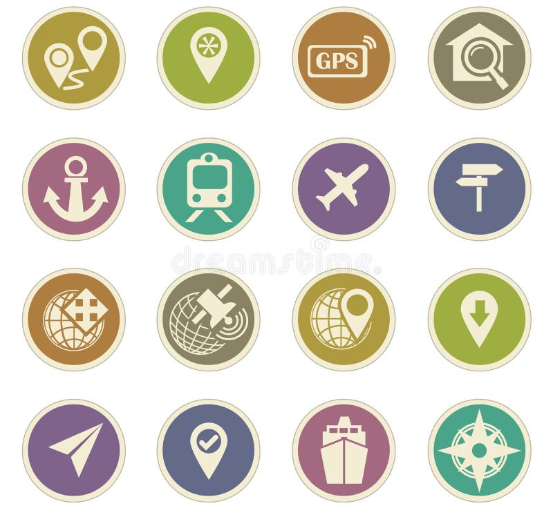 Navigation icon set stock illustration. Illustration of cartography ...