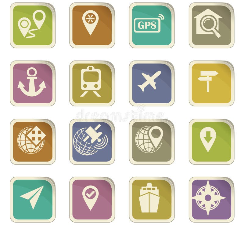 Navigation icon set stock illustration. Illustration of destination ...