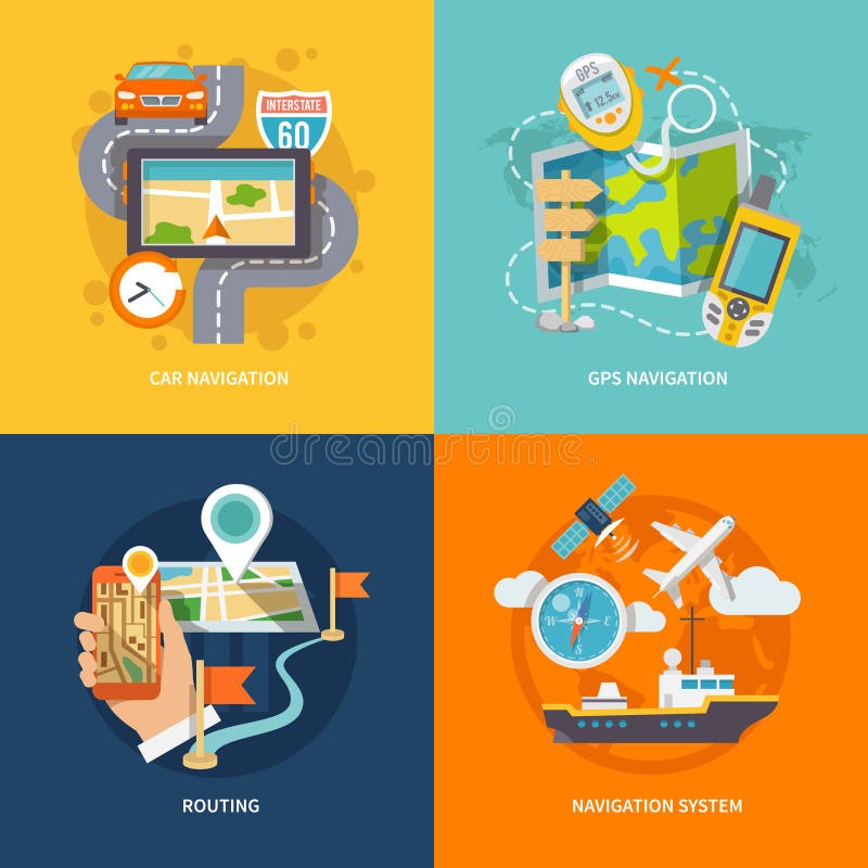 Navigation Icons Flat Composition Stock Vector - Illustration of ...