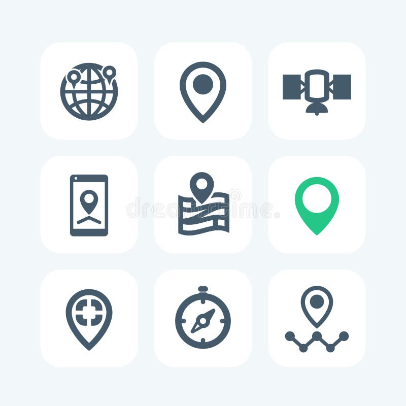 Navigation Icons Isolated on White Stock Vector - Illustration of ...