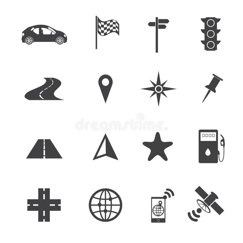 Navigation icons set stock vector. Illustration of direction - 62380703