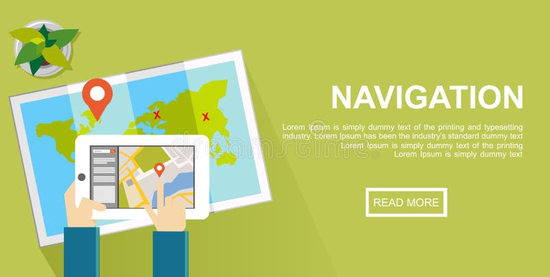 Navigation Illustration. Location Finding and Map Marker Concept Stock ...