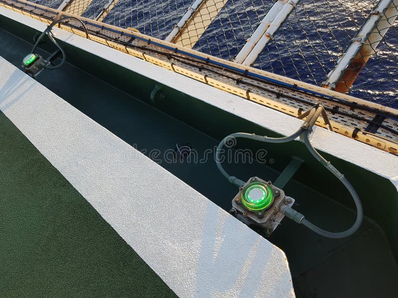 Caution Light on Helicopter Landing Deck on an Offshore Drill Ship Stock Image - Image of ...