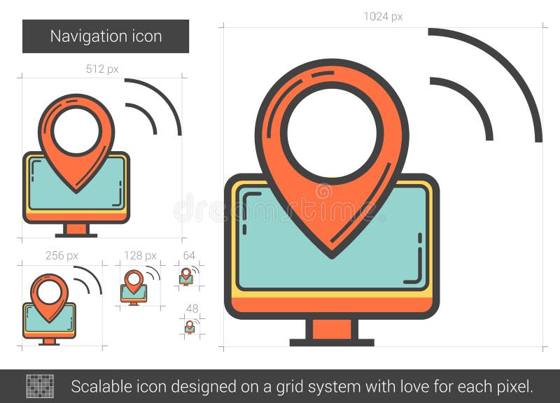 Navigation line icon. stock vector. Illustration of mobile - 76920263