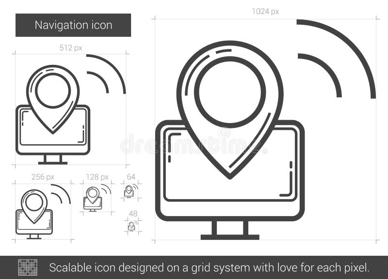 Navigation line icon. stock vector. Illustration of background - 77109424