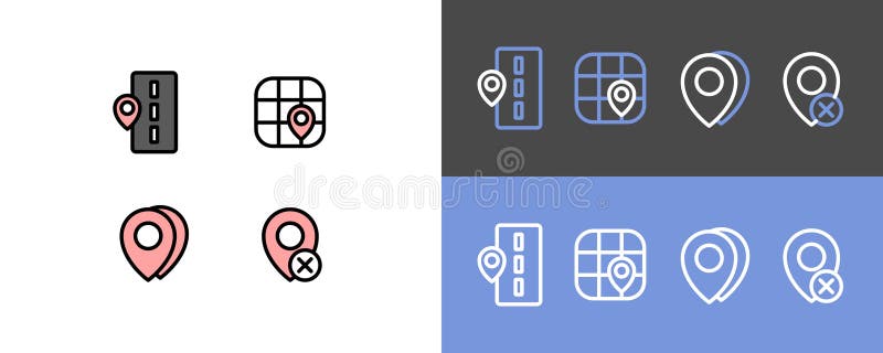 Navigation and Location Symbol Set - GPS Location Icon Symbols Stock ...