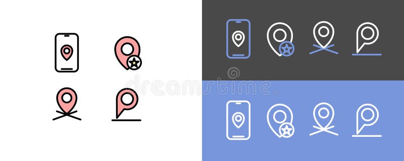 Navigation and Location Symbol Set - GPS Location Icon Symbols Stock ...