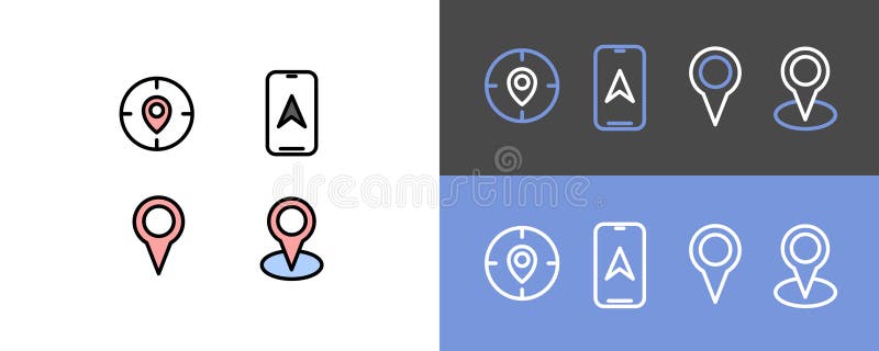 Navigation and Location Symbol Set - GPS Location Icon Symbols Stock ...
