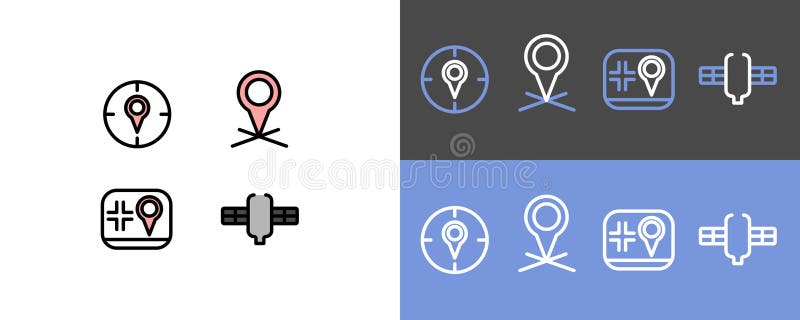 Navigation and Location Symbol Set - GPS Location Icon Symbols Stock ...