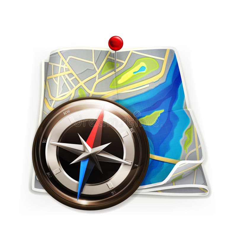Road Map and compass stock vector. Illustration of graphic - 24548857