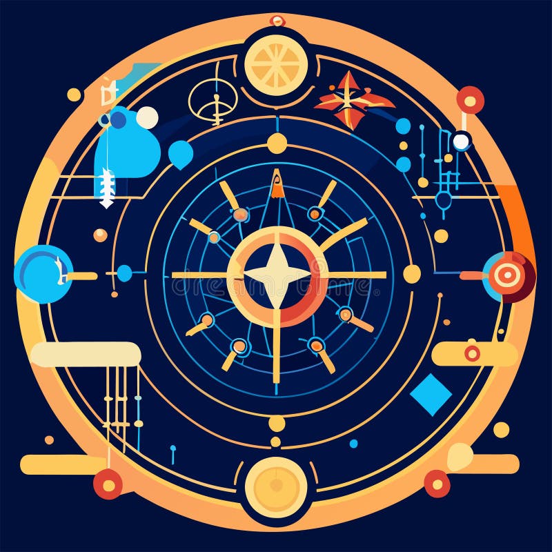 Navigation and Navigation Concept. Vector Cartoon Illustration of a ...