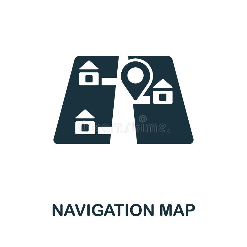 Navigation Map Icon. Monochrome Simple Line Game Element Icon for ...