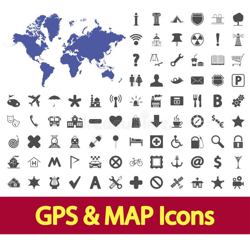 Map icons set stock vector. Illustration of color, navigation - 23976912