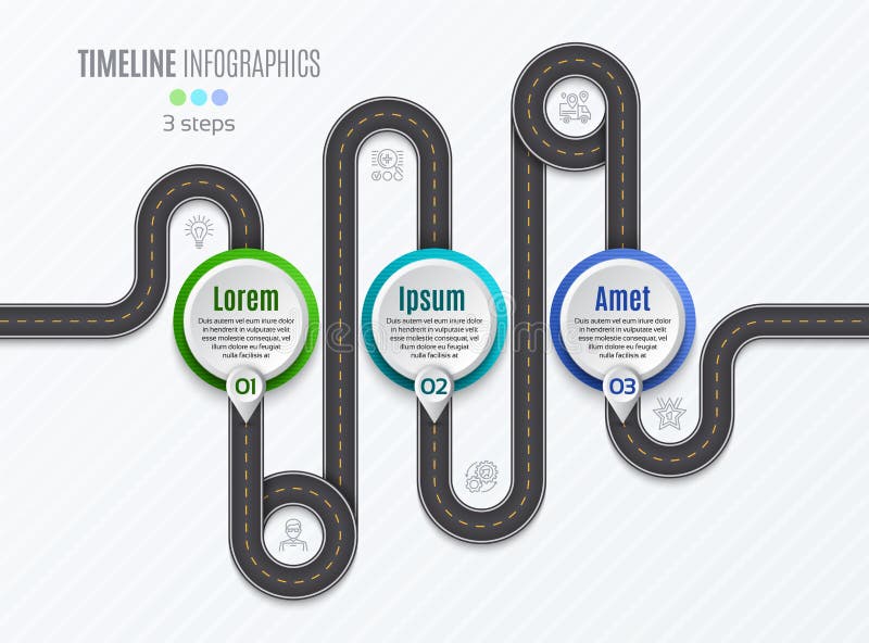 Navigation Map Infographic 3 Steps Timeline Concept. Stock Vector ...