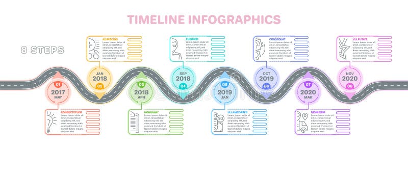 Navigation Map Infographics 8 Steps Timeline Concept. Creative F Stock ...