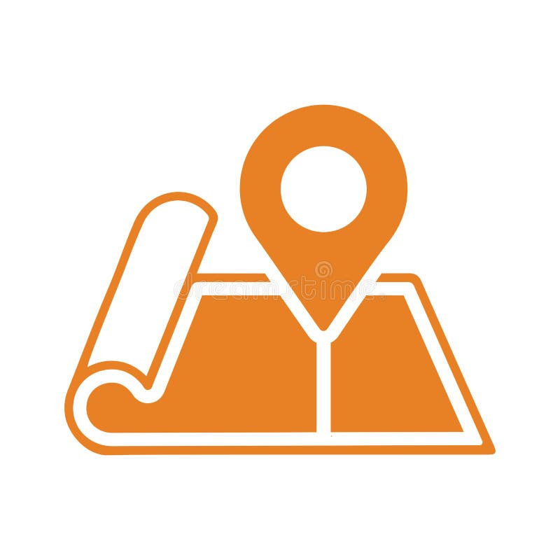 Navigation Map, Location Icon. Orange Color Vector Stock Vector ...