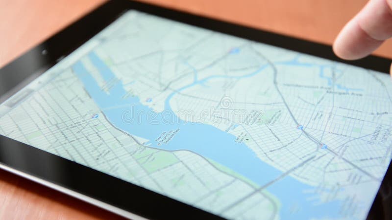 Navigation Map on a Touchscreen of Apple IPad Stock Footage - Video of ...