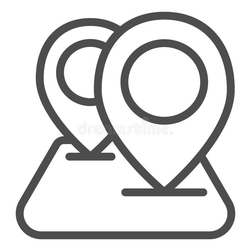 Navigation Map and Two Pointer Line Icon. Cartography Vector ...