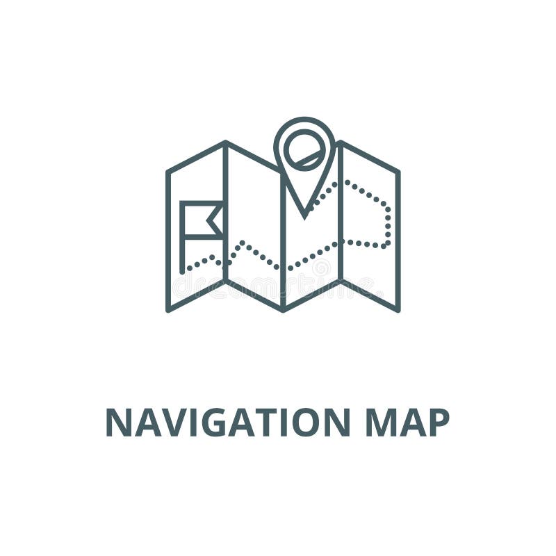 Navigation Map Vector Line Icon, Linear Concept, Outline Sign, Symbol ...