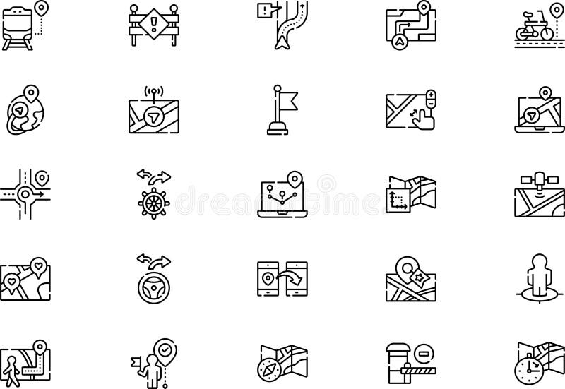 Navigation and Maps Icons Collection is a Vector Illustration with ...