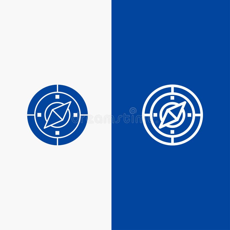 Navigation, Navigator, Compass, Location Line and Glyph Solid Icon Blue ...