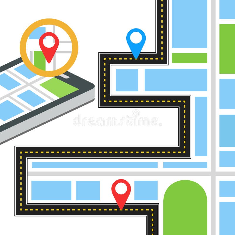 Navigation path stock vector. Illustration of flat, location - 69964052